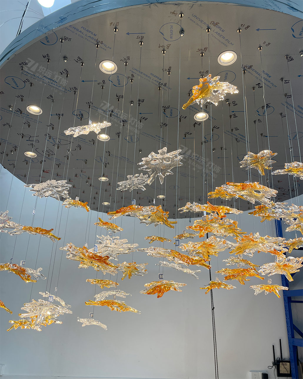 Ghost face maple leaf glass chandelier, hotel restaurant chandelier ...