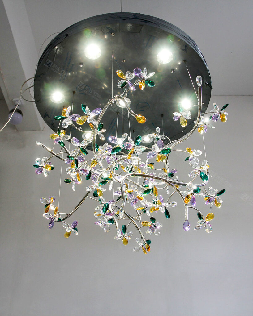 Customized crystal flower chandelier in the villa living room, dining ...